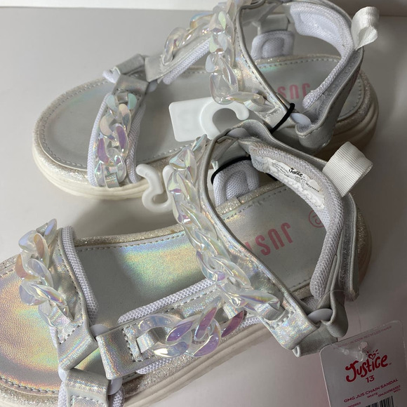 Justice | Shoes | Justice Girls White Iridescent Strappy Platform ...